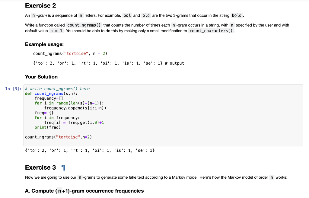 Exercise 2 is solved for, only asking for exercise 3 | Chegg.com
