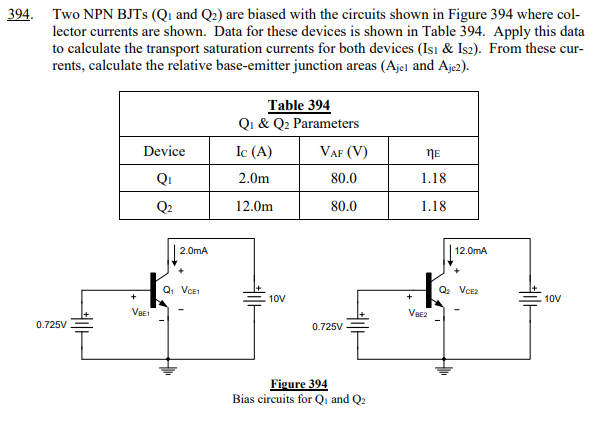 Solved 94. Two NPN BJTs (Q1 and Q2) are biased with the | Chegg.com