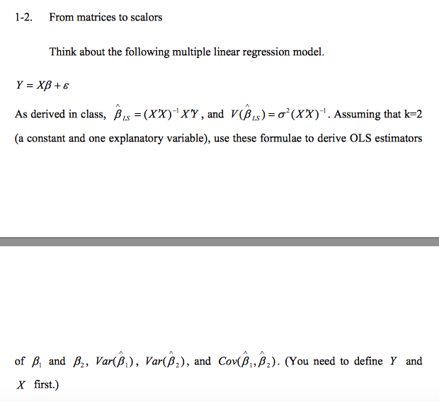 Solved 1-2. From matrices to scalors Think about the | Chegg.com