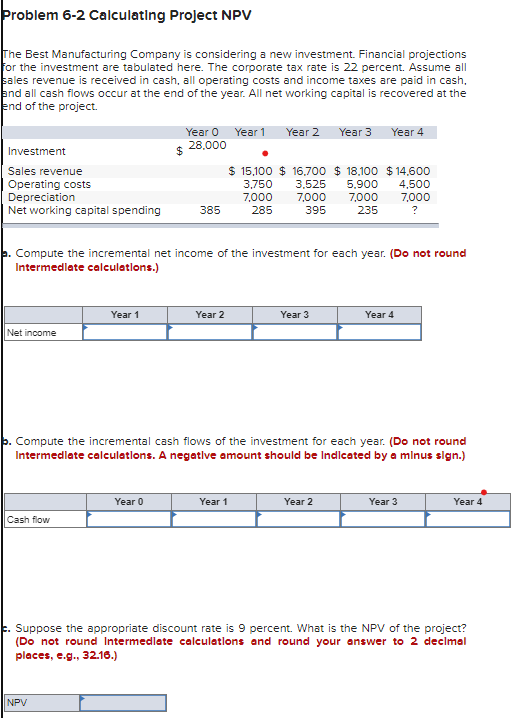 Solved Problem 6-2 Calculating Project NPVThe Best | Chegg.com Solved Problem 6-2 Calculating Project NPVThe Best | Chegg.com