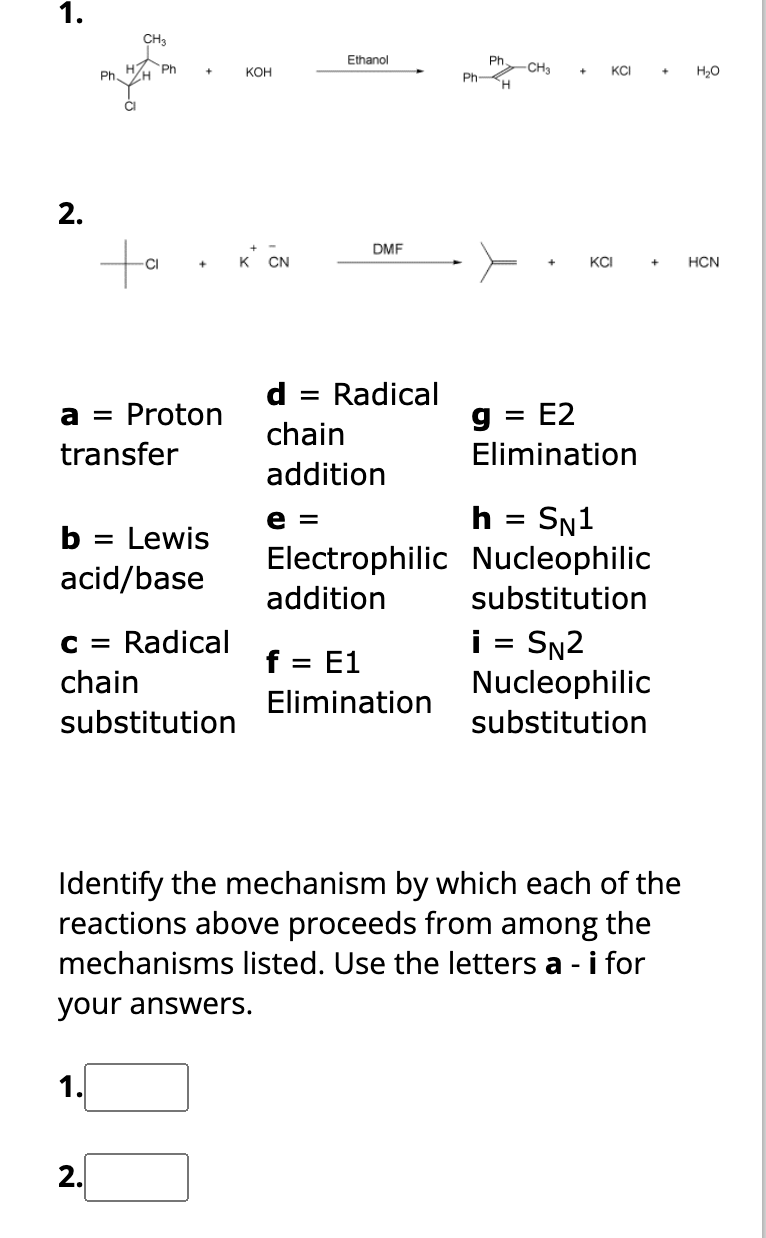 Solved Identify the mechanism by which each of the reactions | Chegg.com
