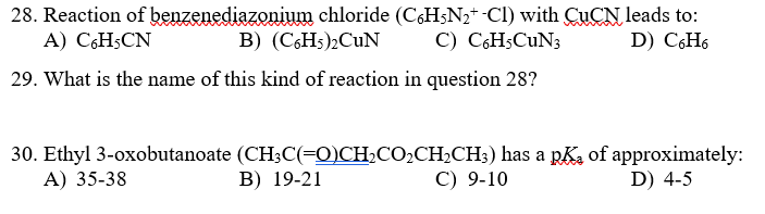 Solved 28. ﻿Reaction of benzenediazonium chloride | Chegg.com