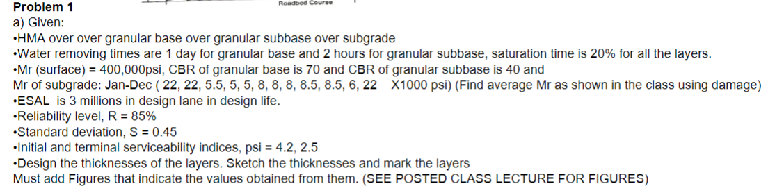 Problem 1a) ﻿Given:-HMA over over granular base over | Chegg.com
