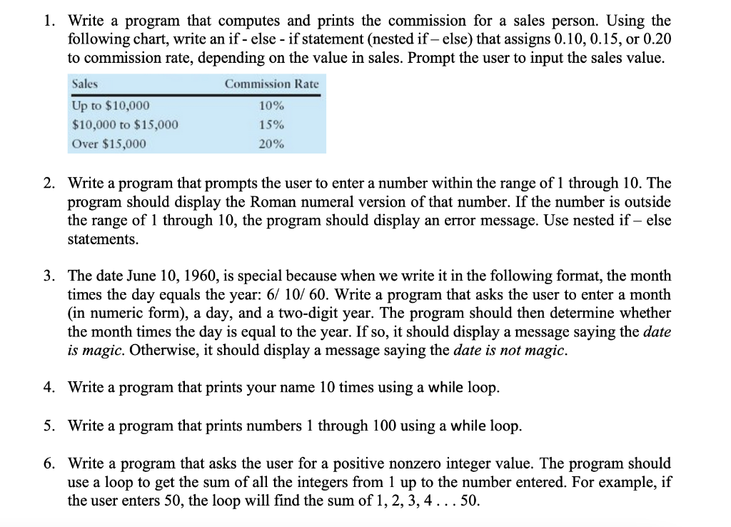 Solved 1. Write a program that computes and prints the | Chegg.com