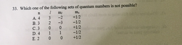 Solved Which one of the following sets of quantum numbers is | Chegg.com