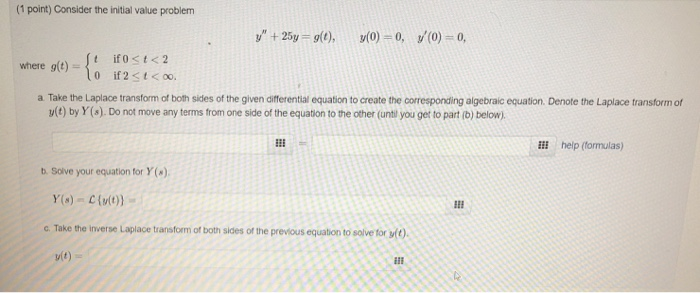 Solved (1 point) Consider the initial value problem ," + 25y | Chegg.com