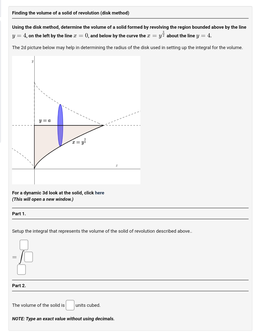 Solved Using the disk method, determine the volume of a | Chegg.com