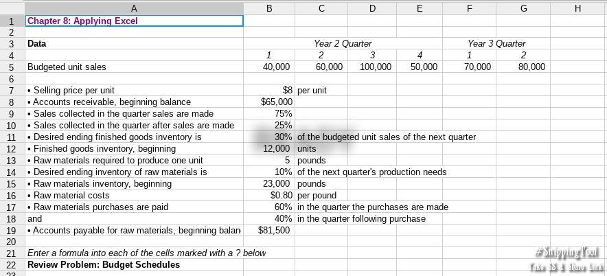 Solved Required information The Chapter 8 Form worksheet is | Chegg.com