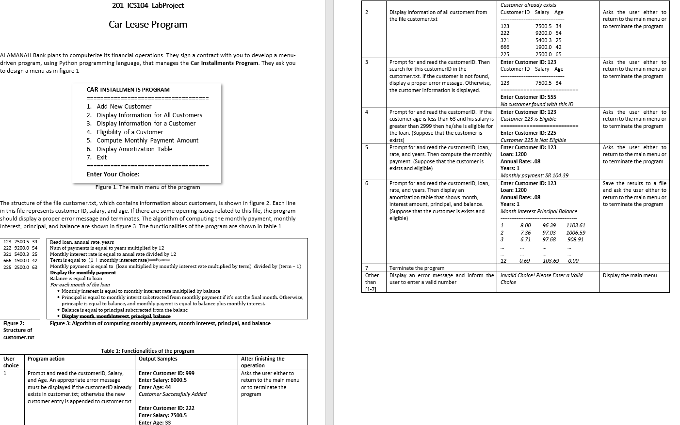 Solved 201_ICS104_LabProject 2 2 Car Lease Program Asks the | Chegg.com