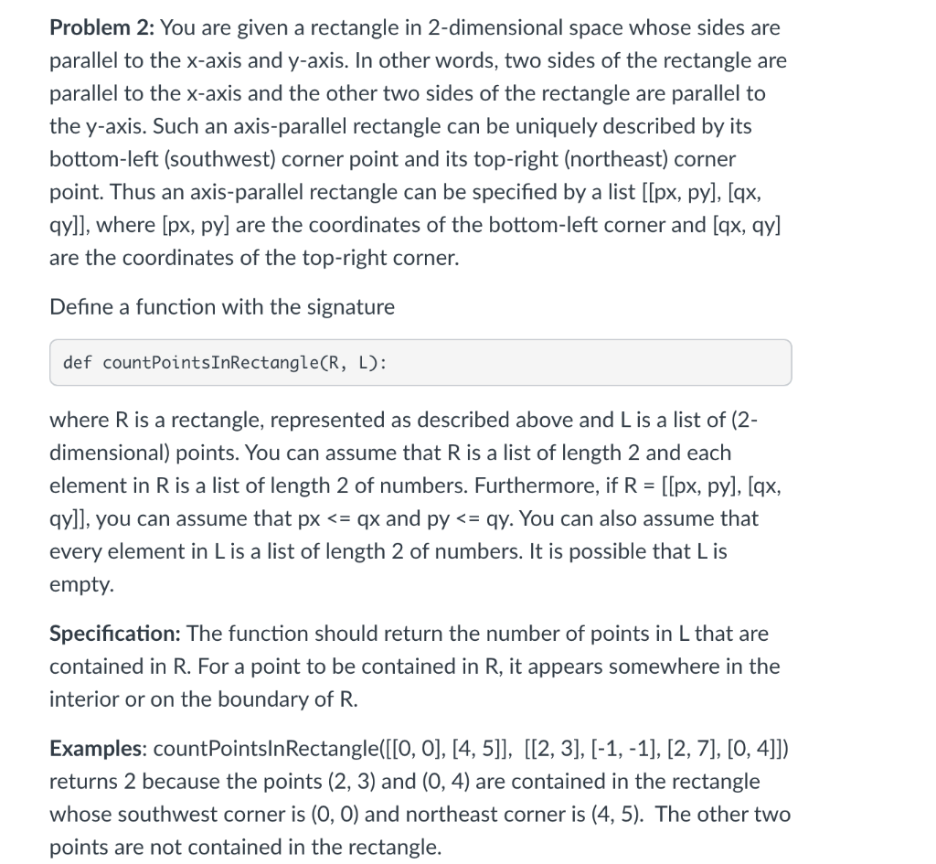 Solved Problem 2: You are given a rectangle in 2-dimensional | Chegg.com