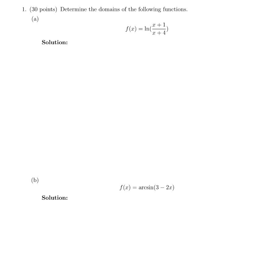 Solved Determine the domains of the following | Chegg.com