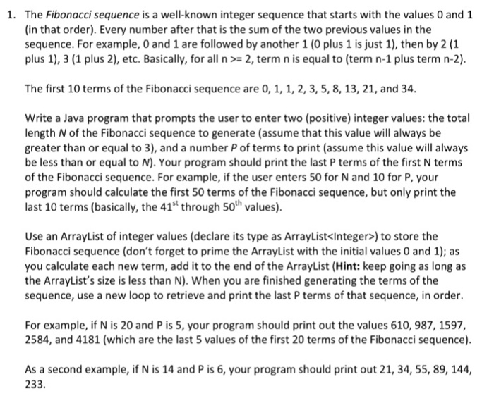 Solved 1. The Fibonacci sequence is a well-known integer | Chegg.com