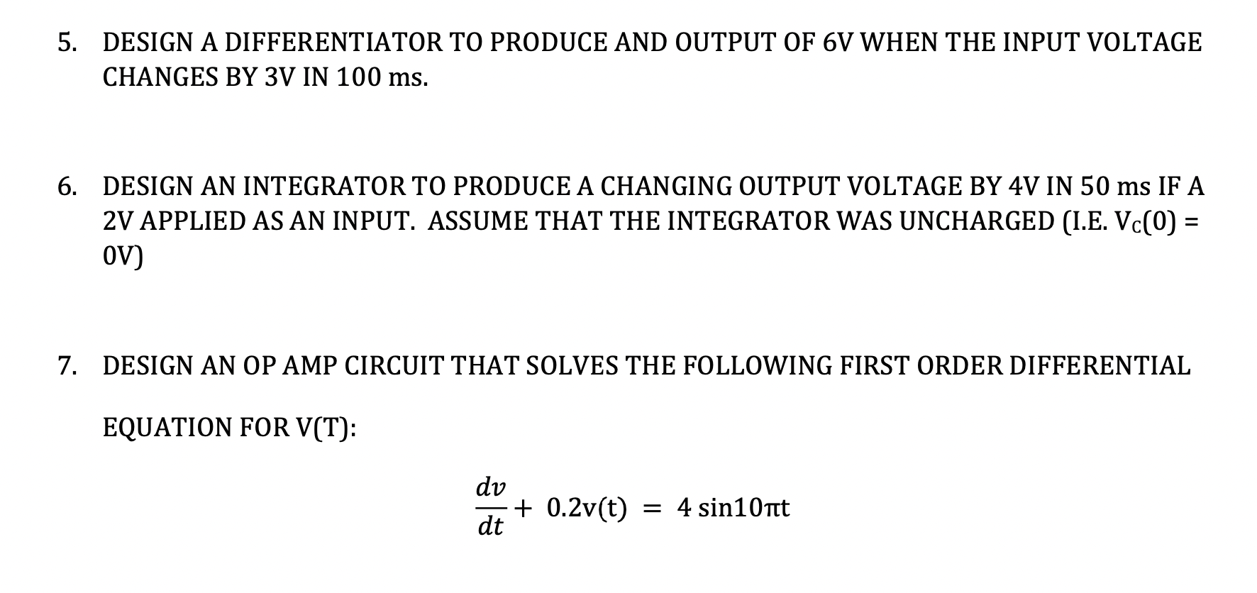 5. DESIGN A DIFFERENTIATOR TO PRODUCE AND OUTPUT OF | Chegg.com