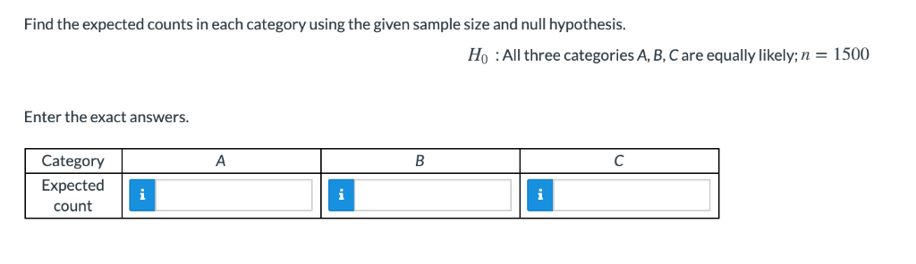 Solved Find the expected counts in each category using the | Chegg.com