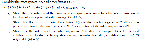 Solved Consider the most general second order linear ODE | Chegg.com