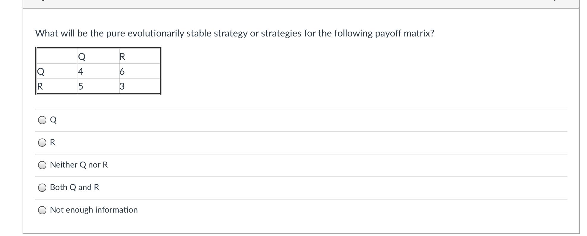 Solved What will be the pure evolutionarily stable strategy | Chegg.com