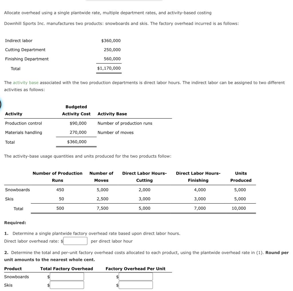 Solved Allocate overhead using a single plantwide rate, | Chegg.com