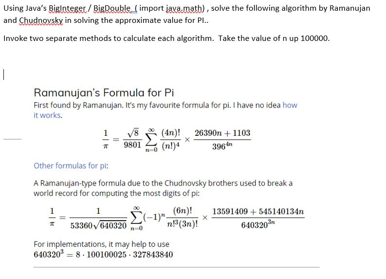 Using Java’s BigInteger / BigDouble ( import | Chegg.com