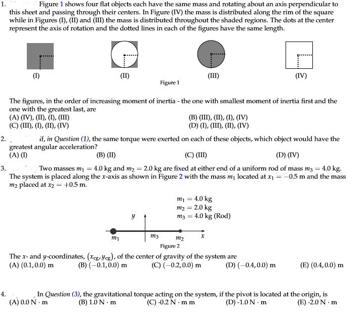 Solved 1. Figure 1 shows four flat objects each have the | Chegg.com