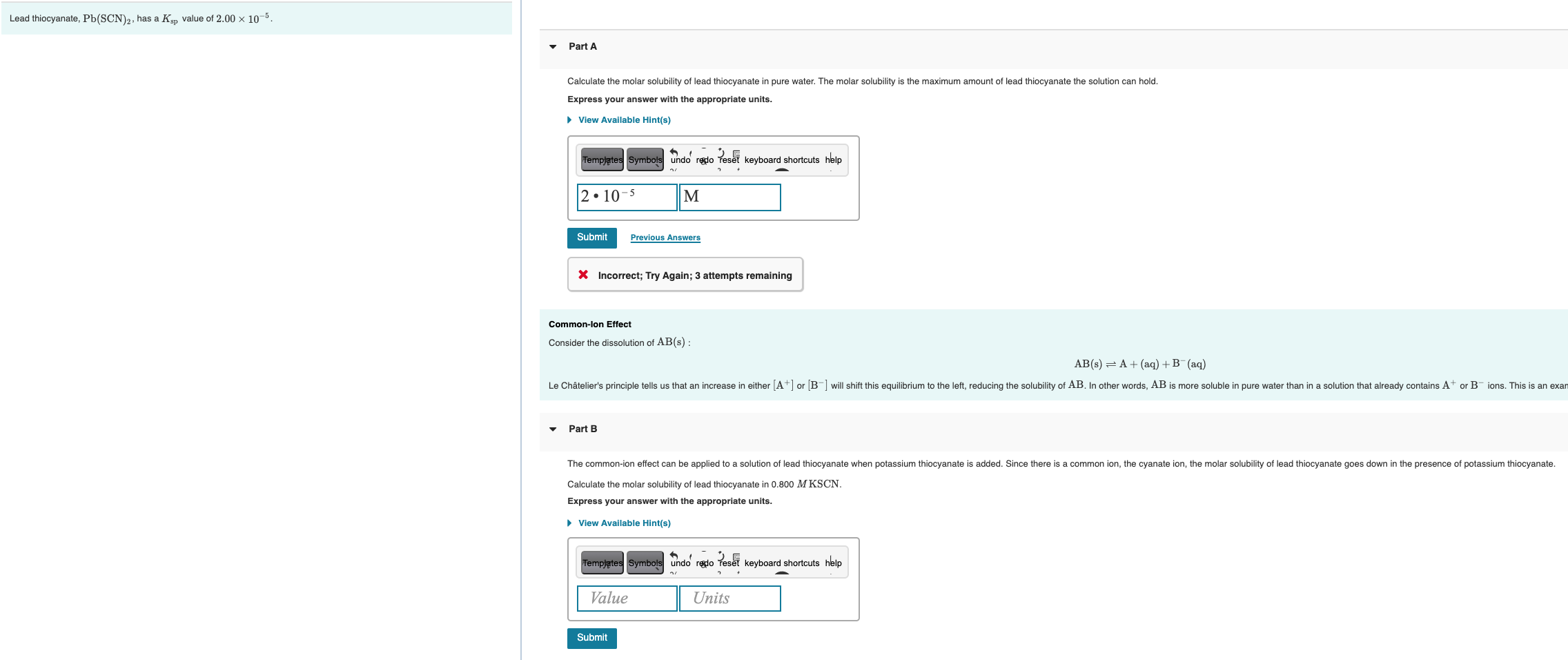 Solved Lead thiocyanate, Pb(SCN)2, has a Ksp value of 2.00 x | Chegg.com