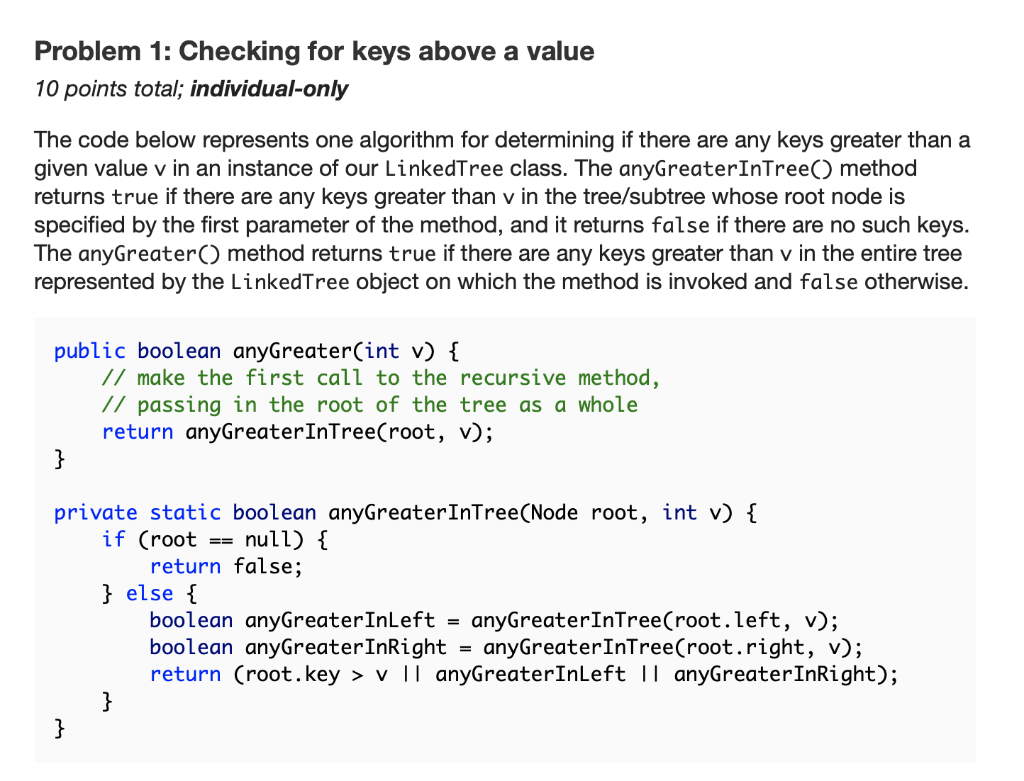 Solved Problem 1: Checking for keys above a value 10 points | Chegg.com