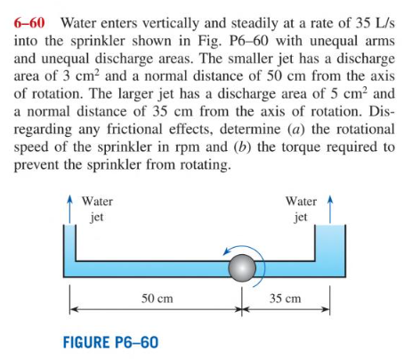 Solved 6-60 Water enters vertically and steadily at a rate | Chegg.com