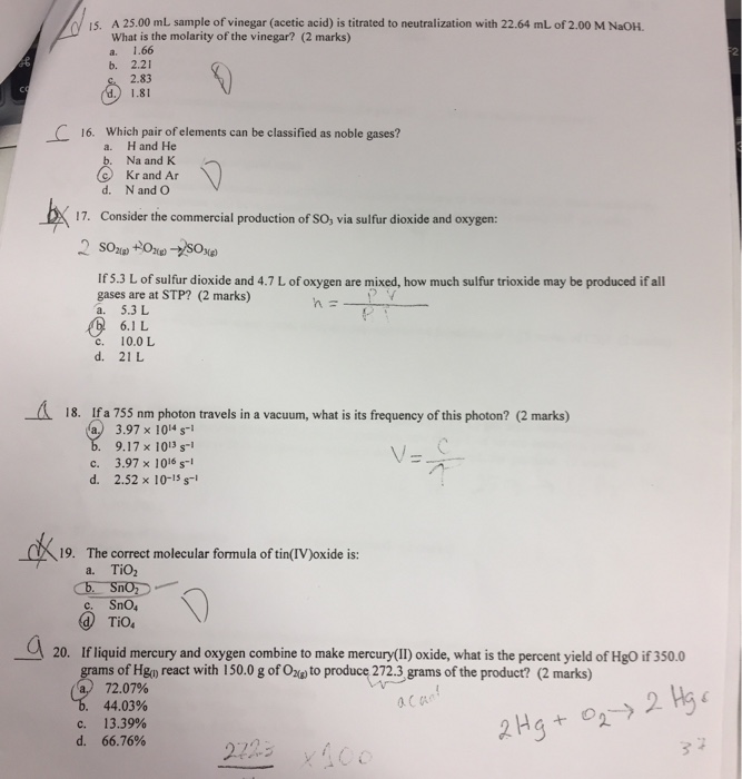 Solved A 25.00 ml sample of vinegar (acetic acid) is | Chegg.com