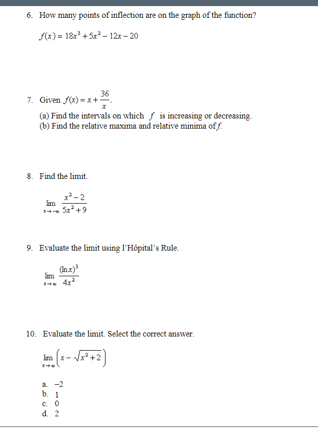 Solved 6. How many points of inflection are on the graph of | Chegg.com
