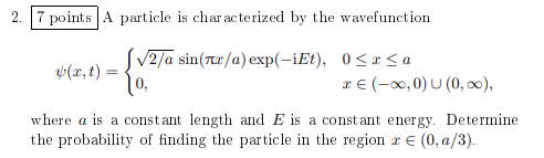 Solved A particle is characterized by the wavefunction ψ(x, | Chegg.com
