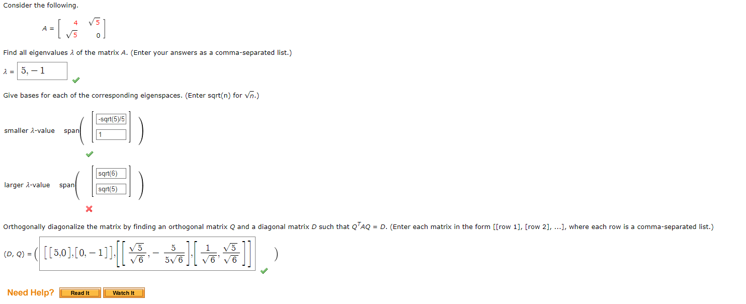 Solved Consider the following.A=[452520]Find all eigenvalues | Chegg.com
