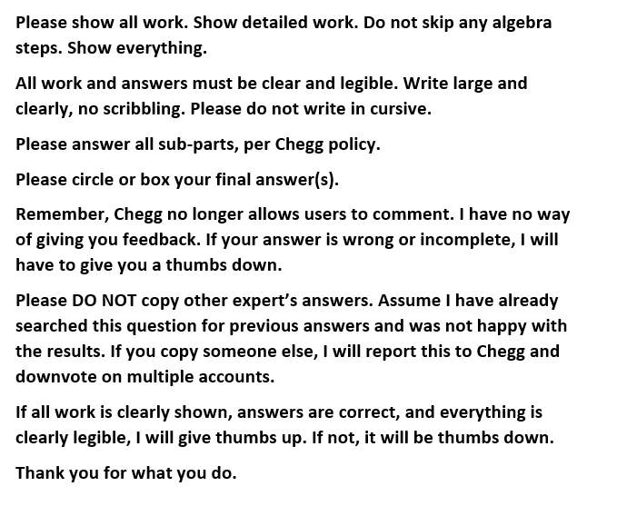 Solved Please show all work. Show detailed work. Do not skip | Chegg.com