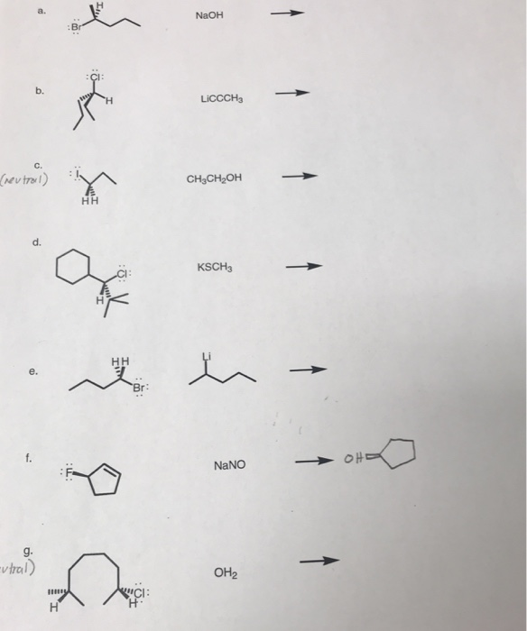Solved a. NaOH b. LiCCCH3- C. CH3CH2OH d. KSCH3 e. NaNO g. | Chegg.com