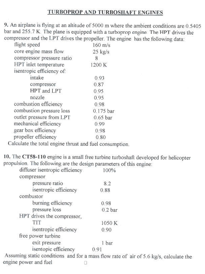 Solved TURBOPROP AND TURBOSHAFT ENGINES 9. An airplane is | Chegg.com