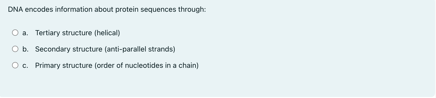 Solved DNA encodes information about protein sequences | Chegg.com