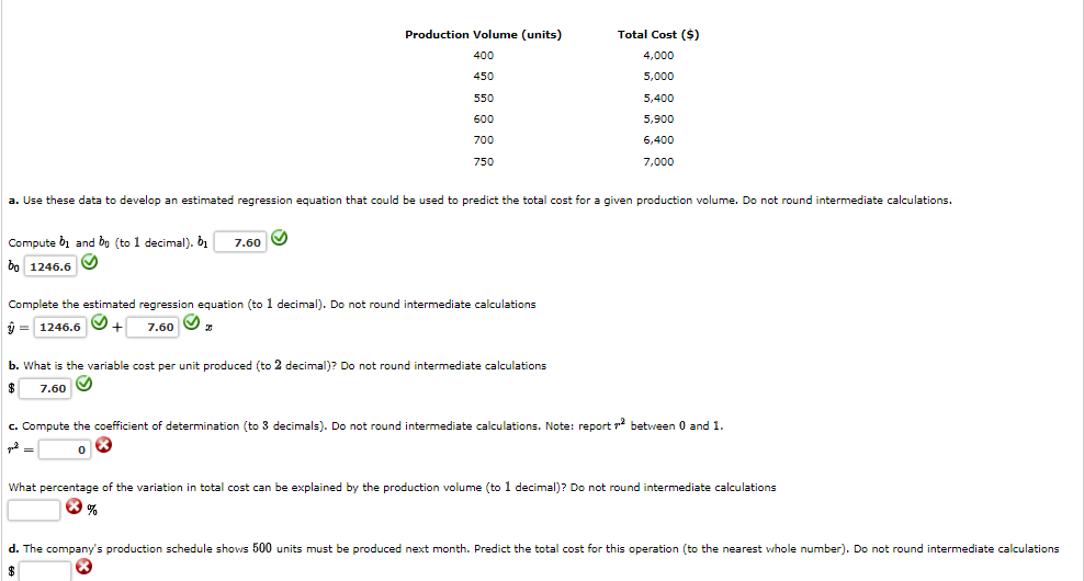 Solved Compute b1 and b0 (to 1 decimal). b1 b0 Complete the | Chegg.com