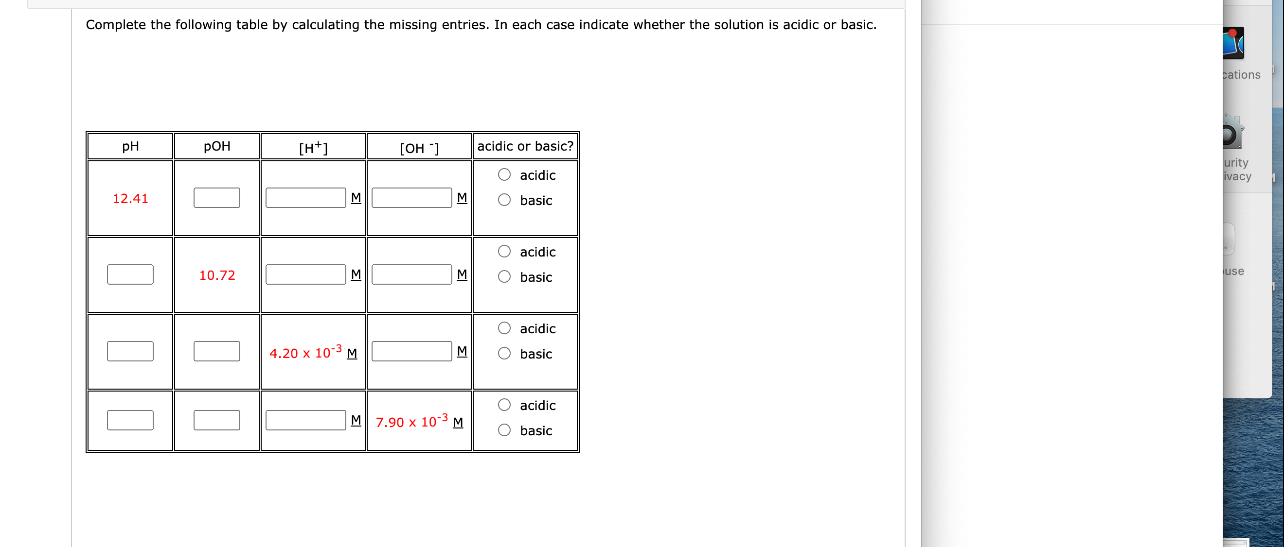 Solved Complete the following table by calculating the | Chegg.com