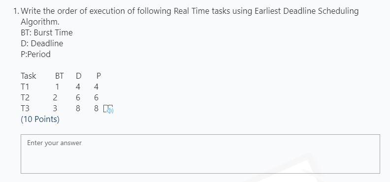 Solved 1. Write the order of execution of following Real | Chegg.com