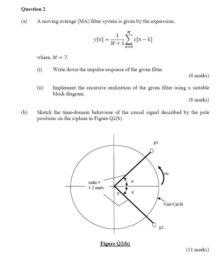 Solved (a) A moving average (MA) filter system is given by | Chegg.com