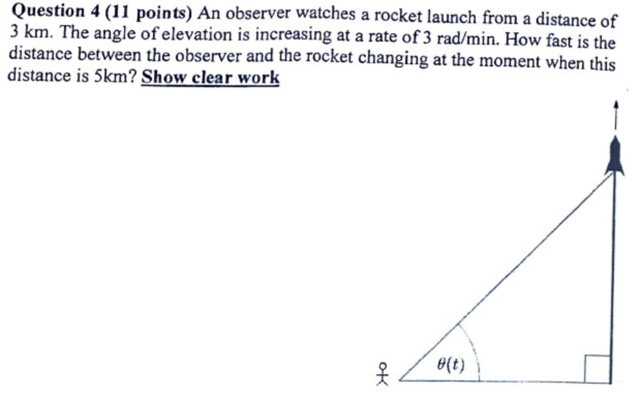 Solved Question 4 (11 points) An observer watches a rocket | Chegg.com