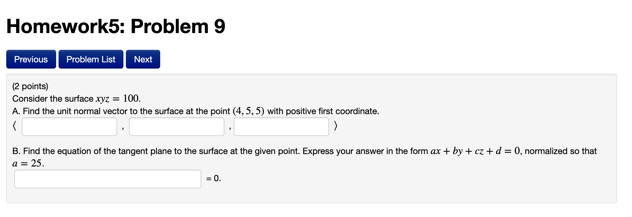 Solved Homework5: Problem 9 Previous Problem List Next (2 | Chegg.com