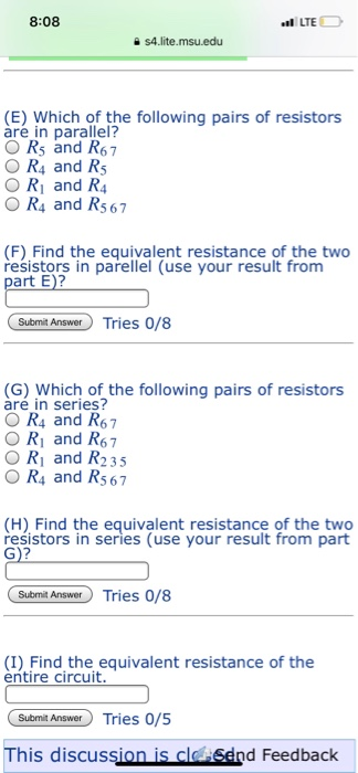 Solved Consider the following resistor circuit. R4 R6 2 | Chegg.com