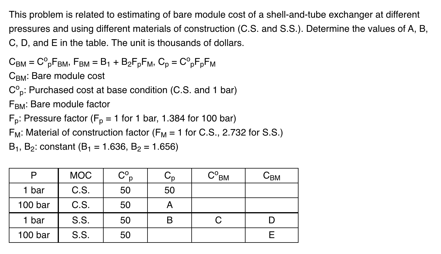 This problem is related to estimating of bare module | Chegg.com