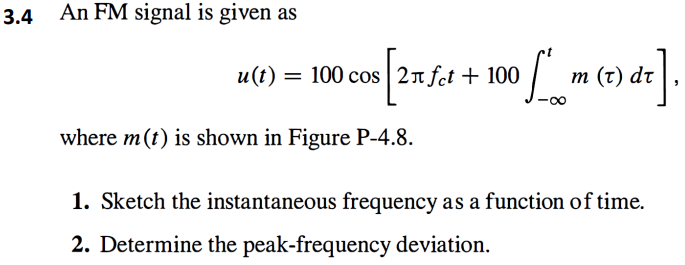Solved 3.4 An FM signal is given as | Chegg.com