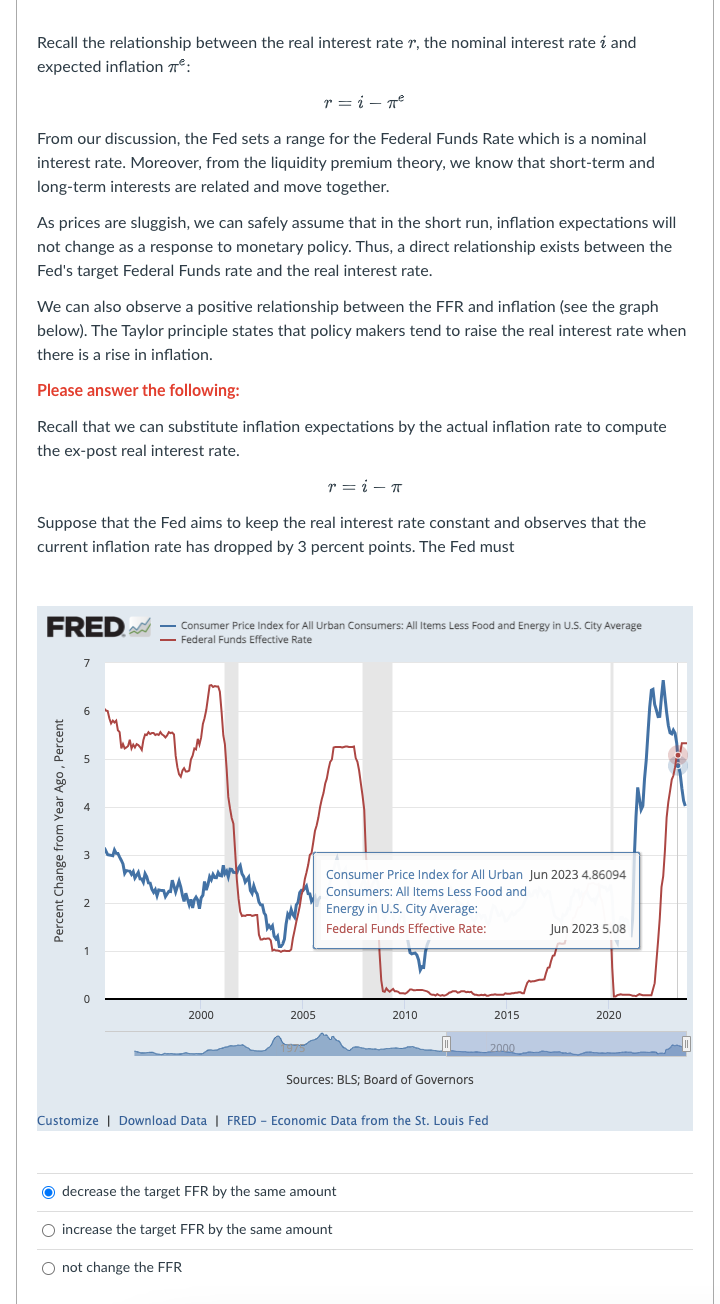 Solved Recall the relationship between the real interest | Chegg.com