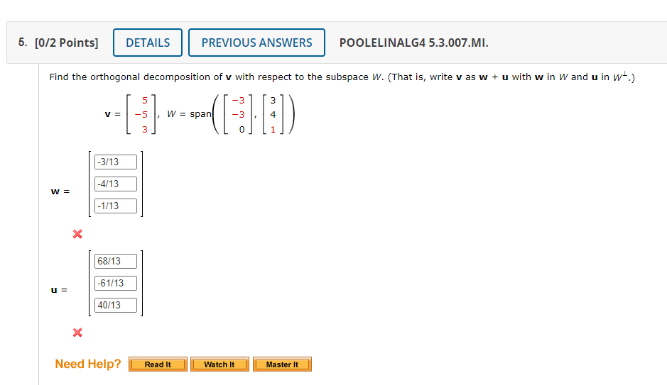 Solved 5. [0/2 Points] DETAILS PREVIOUS ANSWERS POOLELINALG4 | Chegg.com