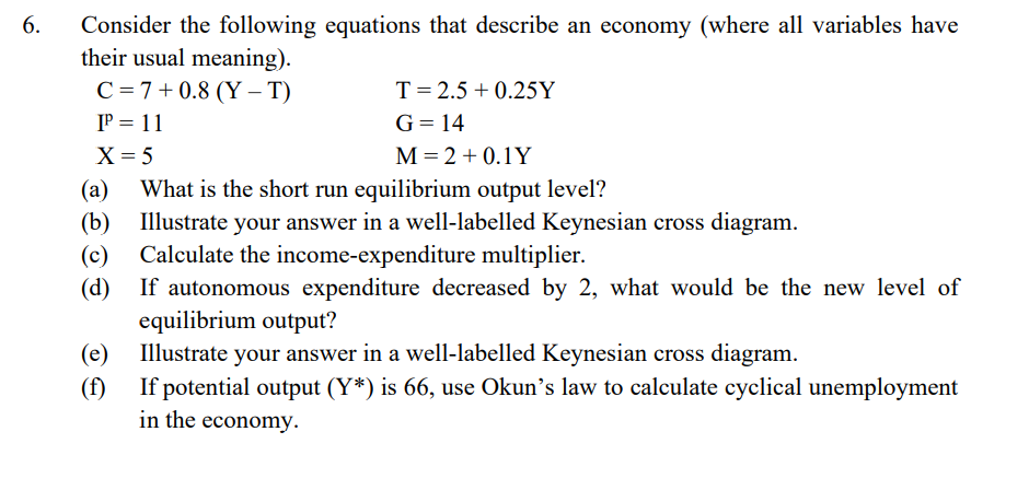 Solved Consider the following equations that describe an | Chegg.com