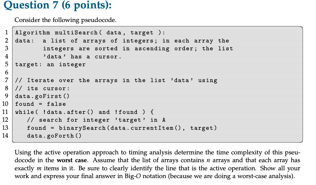 Solved Question 7 (6 ﻿points):Consider the following | Chegg.com