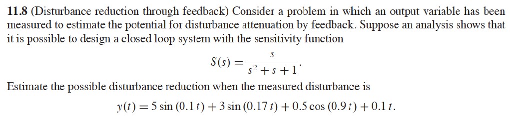 Solved 11.8 (Disturbance reduction through feedback) | Chegg.com