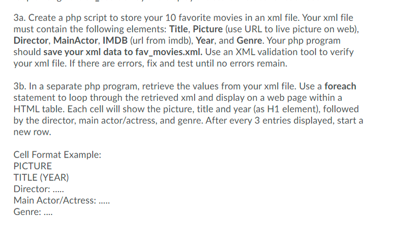3a Create A Php Script To Store Your 10 Favorite