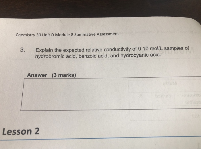 Solved Chemistry 30 Unit D Module 8 Summative Assessment 3. | Chegg.com